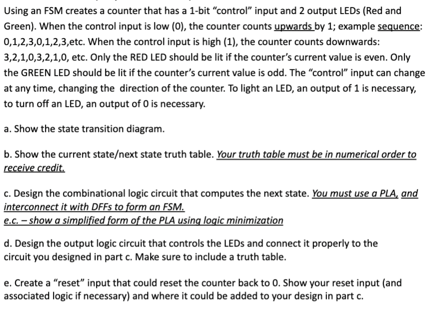 Solved Using an FSM creates a counter that has a 1-bit | Chegg.com