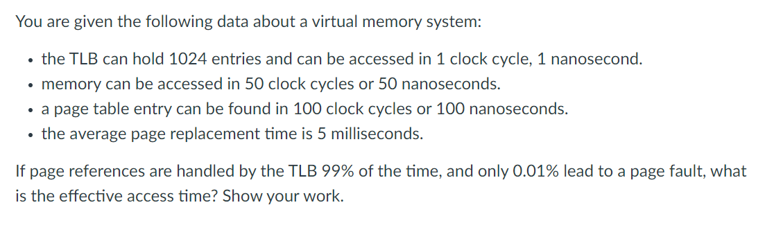 Solved You are given the following data about a virtual | Chegg.com
