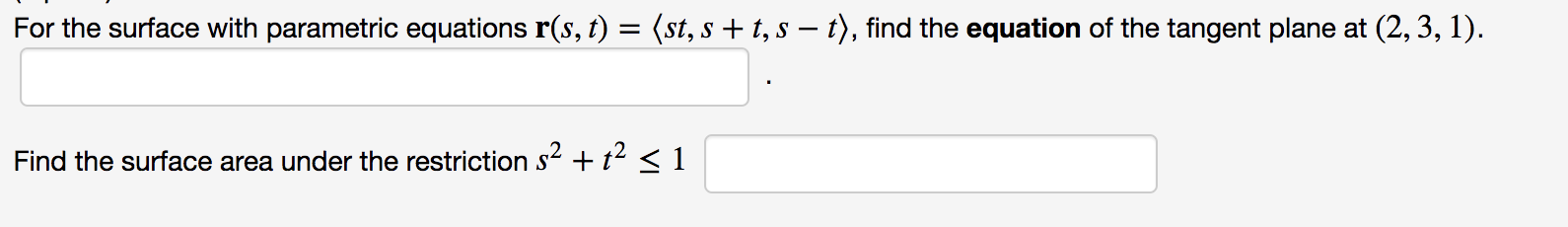 Solved For the surface with parametric equations r(s, t) = | Chegg.com