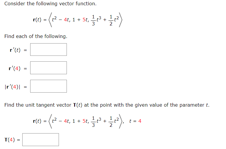 Solved Consider the following vector function. | Chegg.com