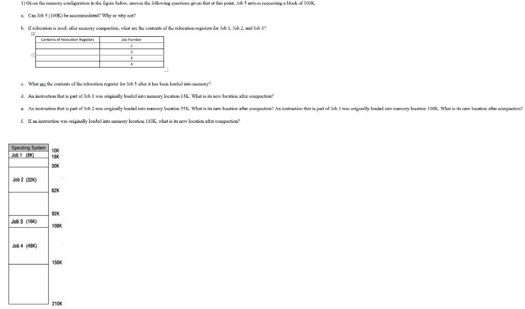 Solved 1) Given the memory configuration in the figure | Chegg.com