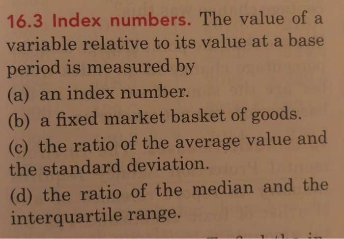 Solved 16.3 Index numbers. The value of a variable relative | Chegg.com