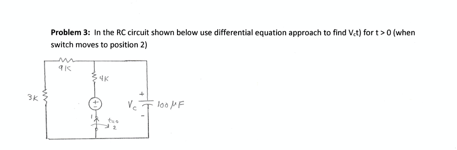 Solved Problem 3: In the RC circuit shown below use | Chegg.com