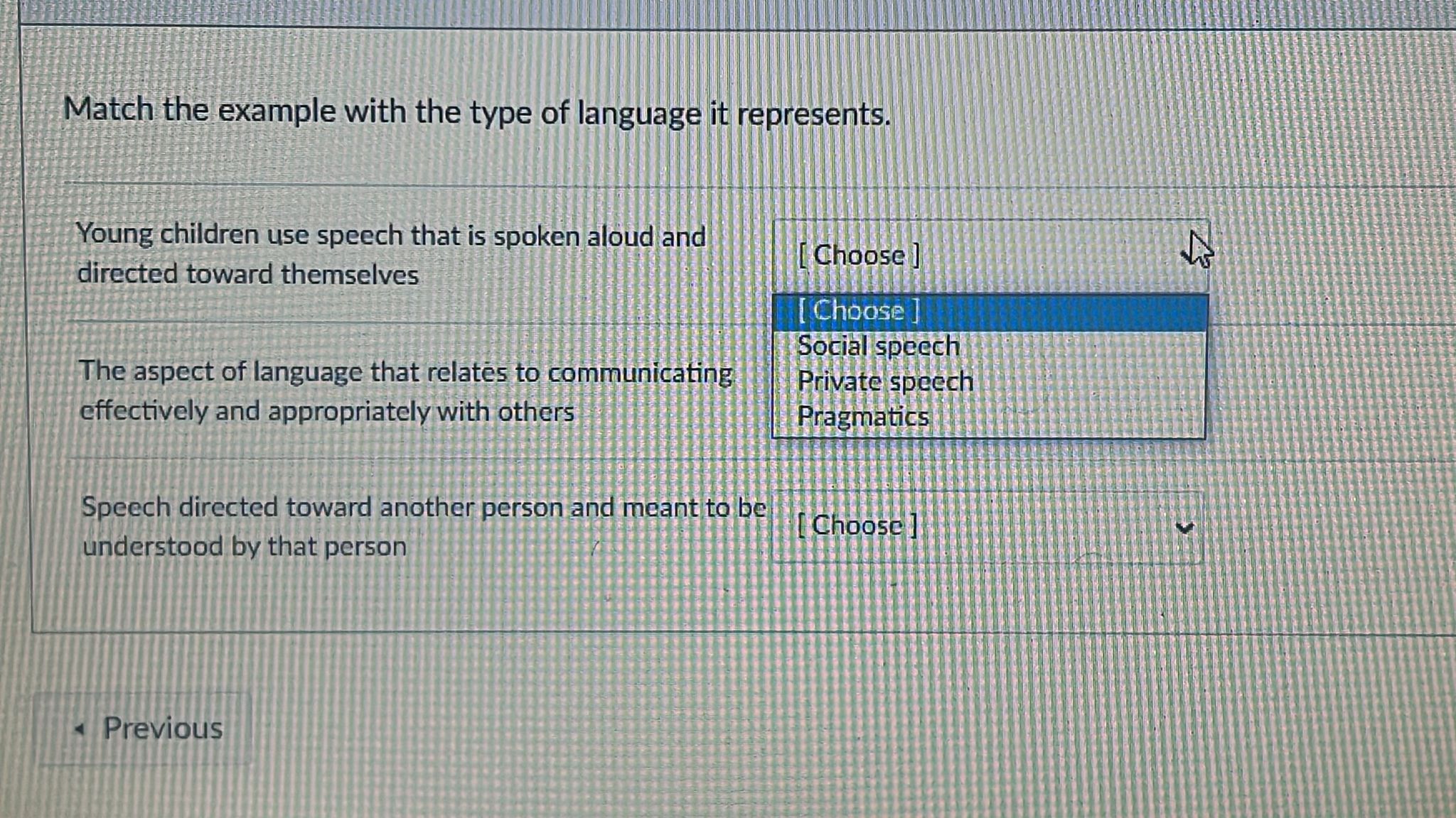 Solved Match the example with the type of language it | Chegg.com
