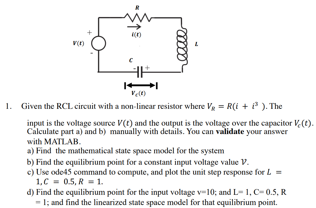 Solved Given the RCL circuit with a non-linear resistor | Chegg.com
