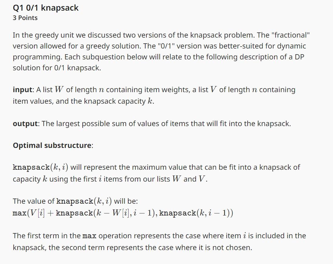 Solved 3 Points In the greedy unit we discussed two versions | Chegg.com