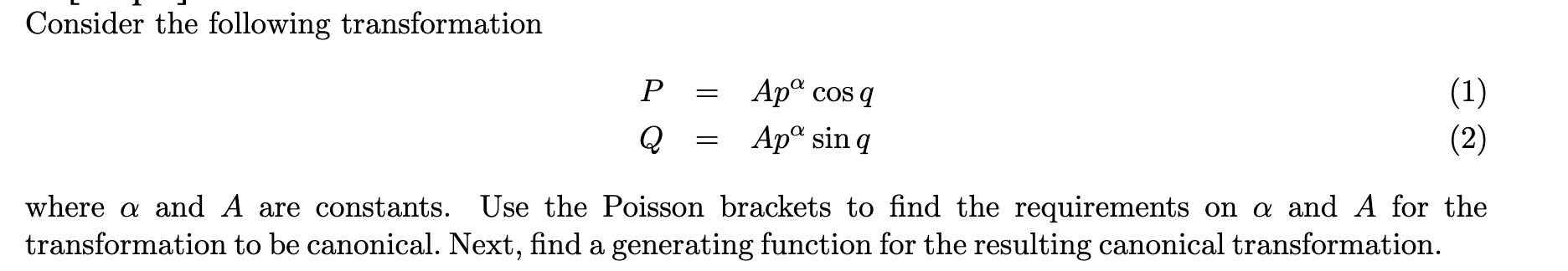 Solved Consider the following transformation | Chegg.com