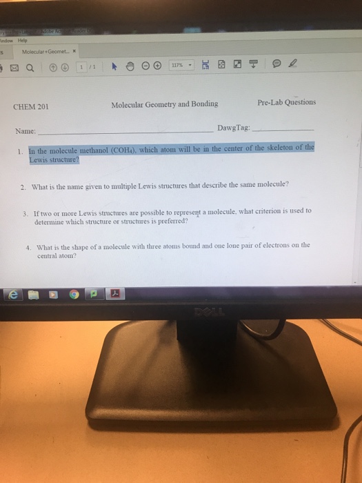 Solved ndow Help Molecular Geomet.x Molecular Geometry and | Chegg.com
