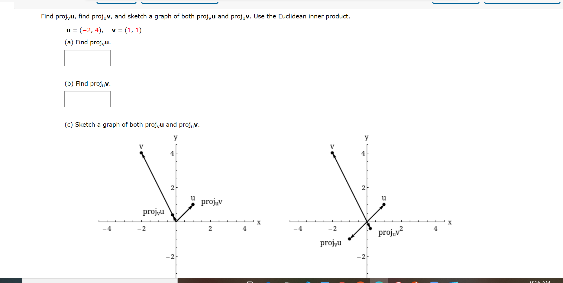 Solved Find projvu, find projuv, and sketch a graph of both | Chegg.com