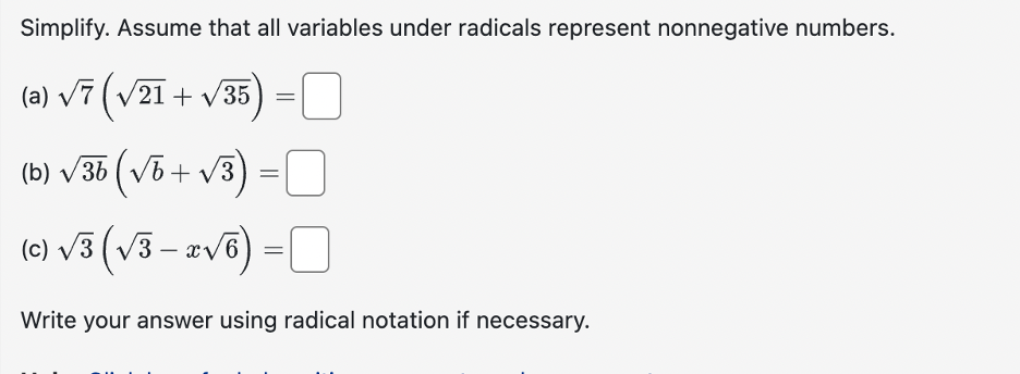 Solved Simplify. Assume that all variables under radicals | Chegg.com