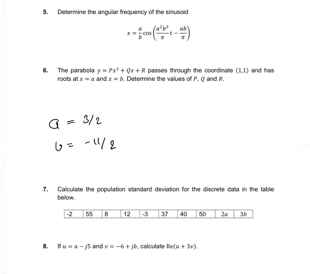Solved 5. Determine the angular frequency of the sinusoid x= | Chegg.com