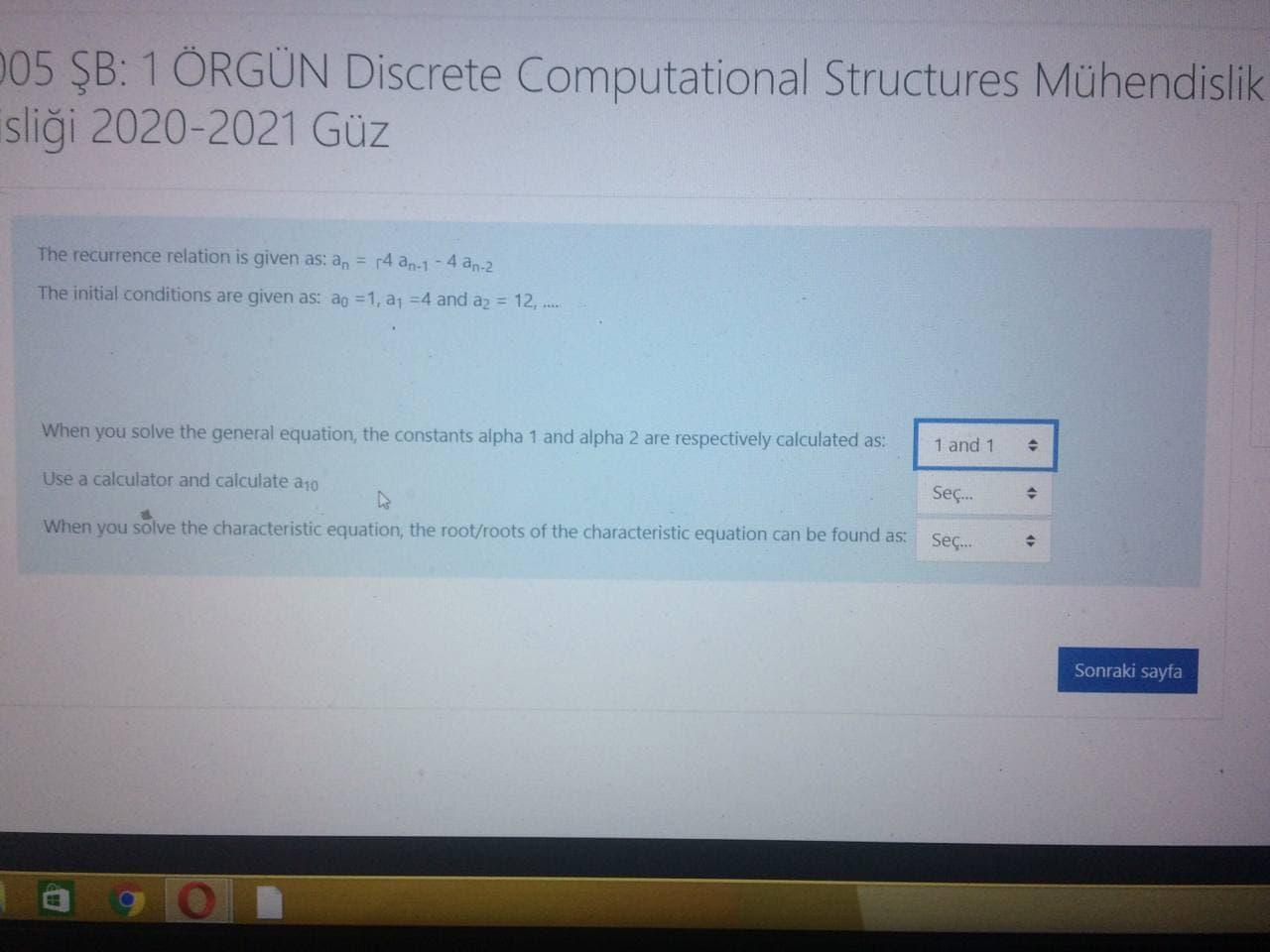 Solved 05 ŞB: 1 ÖRGÜN Discrete Computational Structures | Chegg.com
