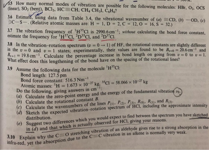 Solved How many normal modes of vibration are possible for | Chegg.com