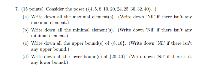 Solved (15 ﻿points) ﻿Consider the poset | Chegg.com