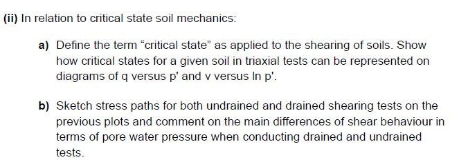 Solved (ii) In relation to critical state soil mechanics: a) | Chegg.com