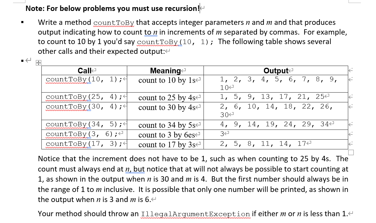 Solved Note: For below problems you must use recursion! | Chegg.com