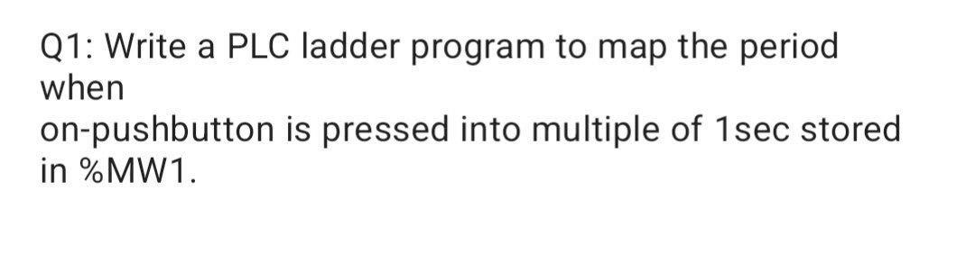 Solved Q1: Write a PLC ladder program to map the period when | Chegg.com
