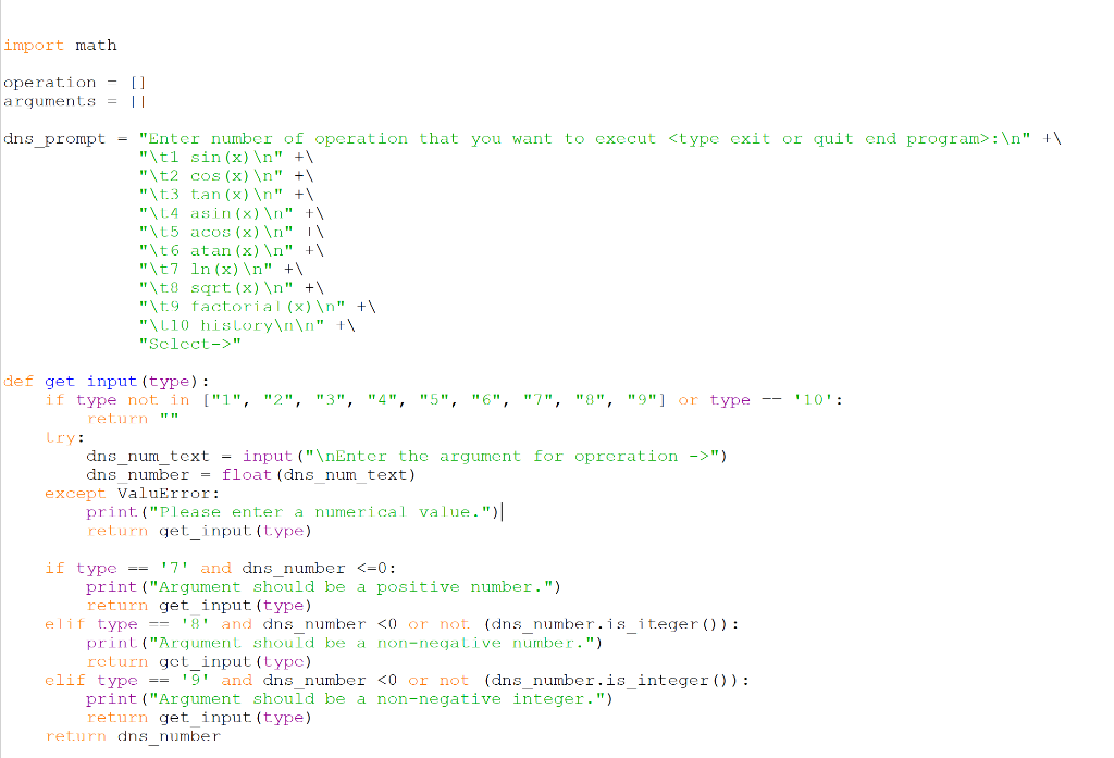 Solved import math [] operation - arguments = dns_prompt | Chegg.com