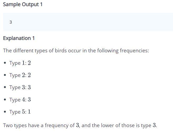 Solved Given an array of bird sightings where every element | Chegg.com
