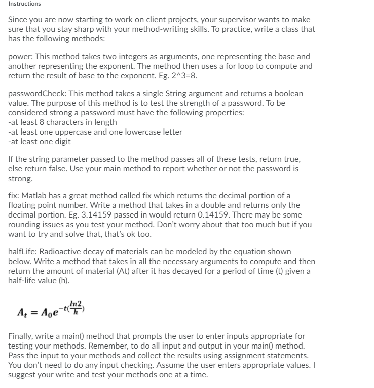 Solved Instructions Since you are now starting to work on | Chegg.com