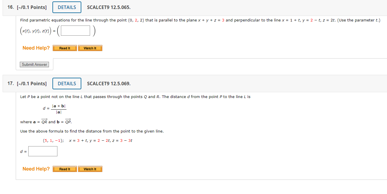 Solved [−/0.1 Points ] SCALCET9 12.5.065. (x(t),y(t),z(t))=( | Chegg.com