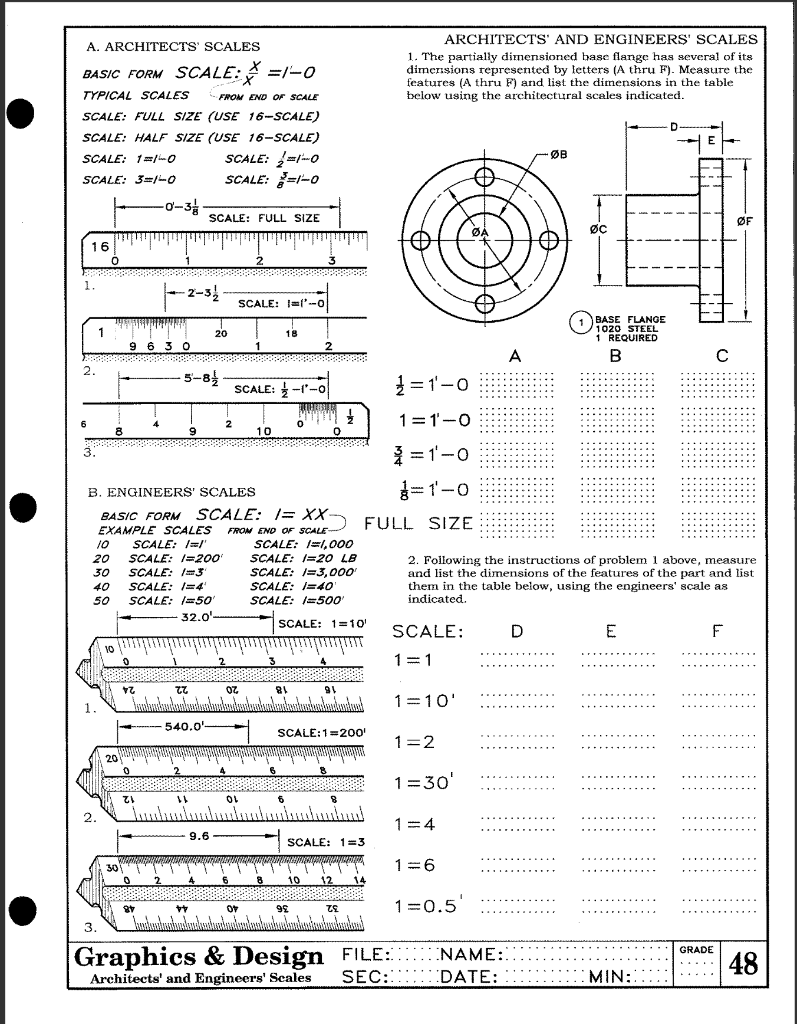 Solved A. ARCHITECTS' SCALES ARCHITECTS' AND ENGINEERS' | Chegg.com