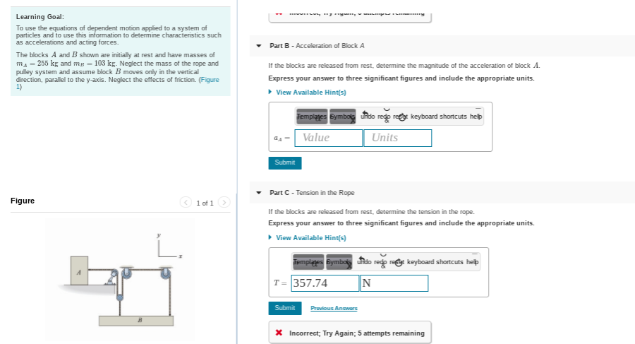 Solved Part A - Acceleration of Block B Learning Goal: To | Chegg.com