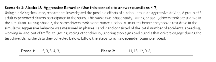 Solved Scenario 1: Alcohol \& Aggressive Behavior (Use this | Chegg.com