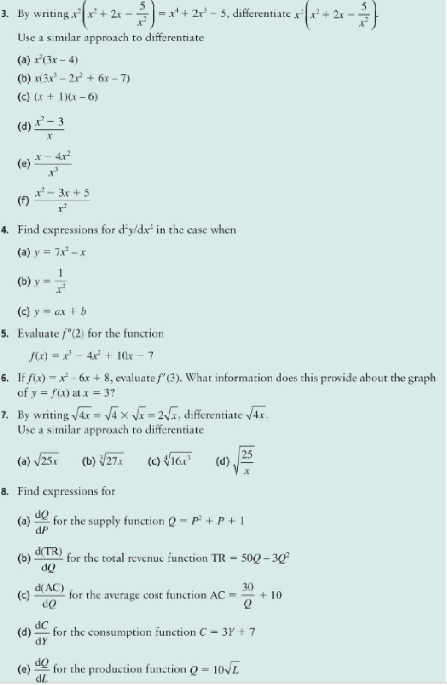 Solved 6. Differentiate the following functions, giving your | Chegg.com