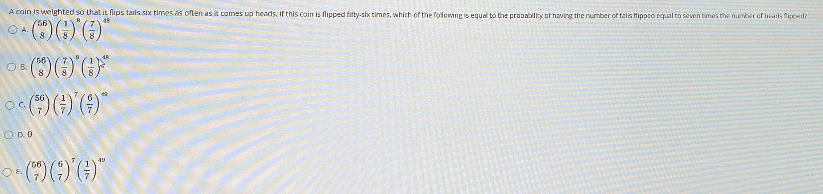 Solved A coin is weighted so that it flips tails six times | Chegg.com