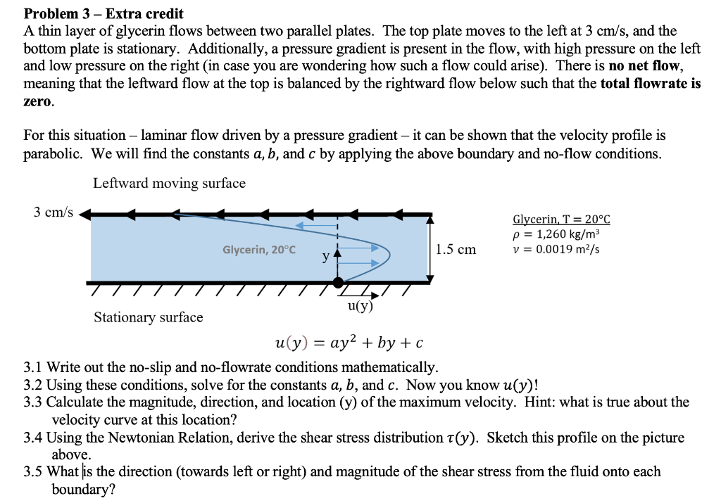 Solved Problem 3-Extra credit A thin layer of glycerin flows | Chegg.com