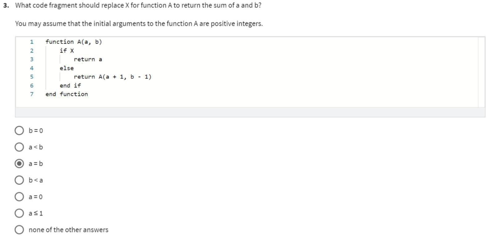 Solved 3. What code fragment should replace X for function A | Chegg.com