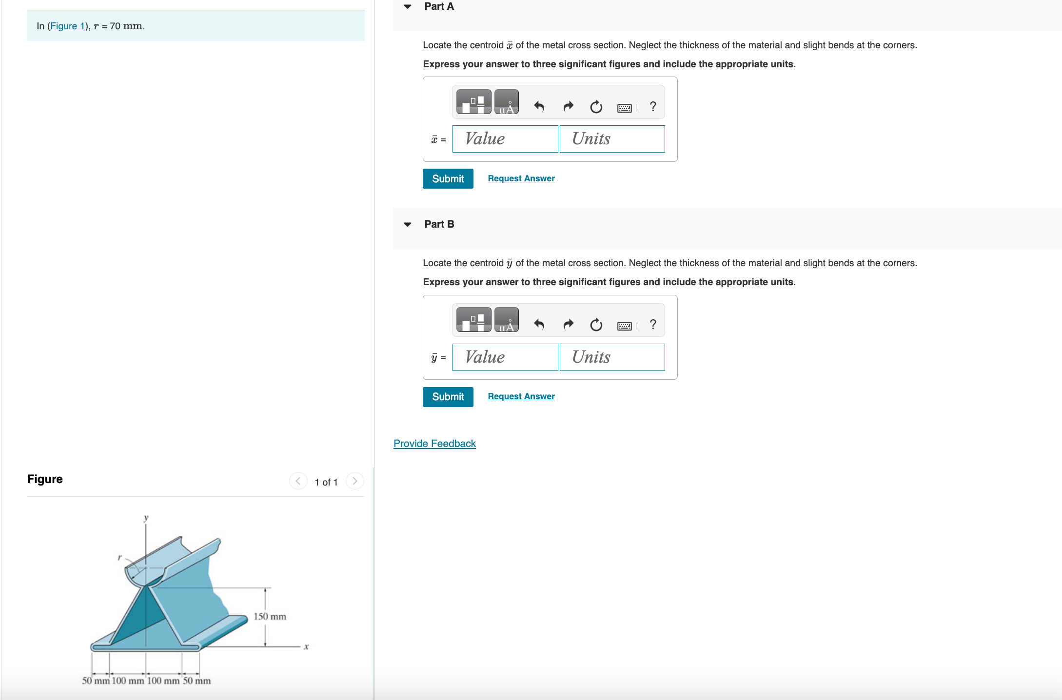 Solved In (Figure 1), r=70mm.Request AnswerLocate the | Chegg.com