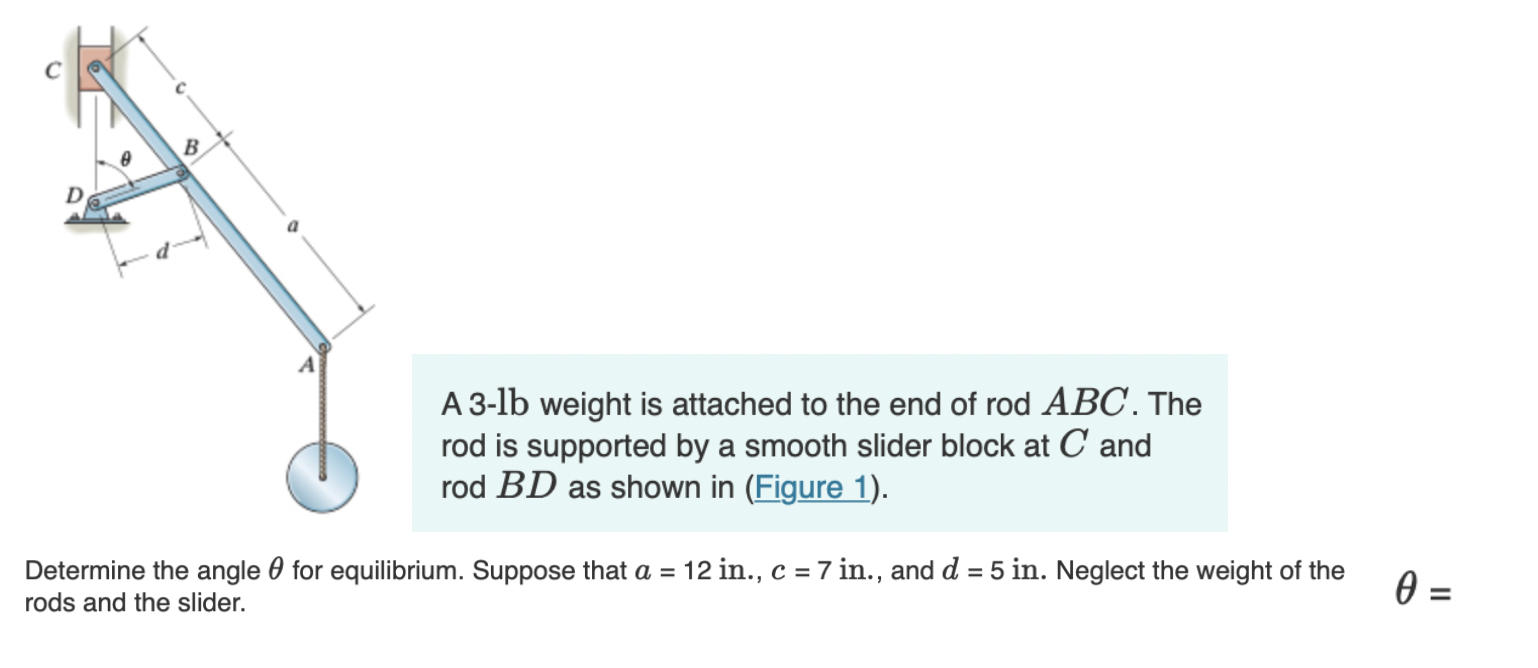 Solved A 3-lb weight is attached to the end of rodABC. | Chegg.com