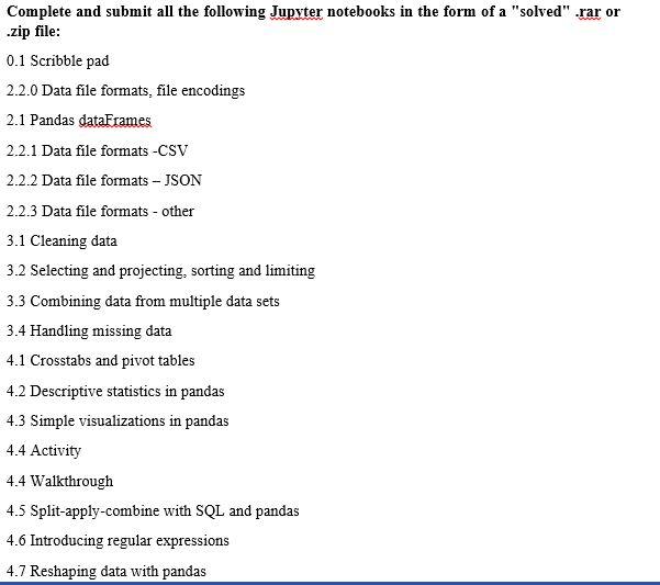 Solved Complete and submit all the following Jupyter | Chegg.com