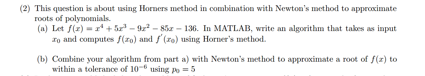 (2) This question is about using Horners method in | Chegg.com