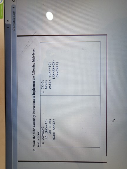 Solved web.whatsapp.com 2. Write the 8086 assembly | Chegg.com