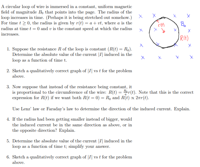 Solved Х х A circular loop of wire is immersed in a | Chegg.com