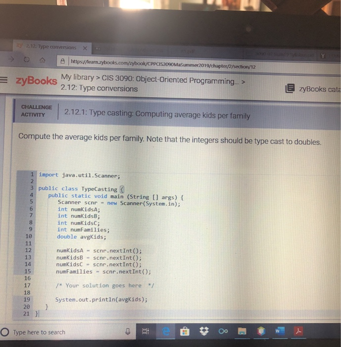 Solved Zy 2 12 Type Conversions Https learn zybooks