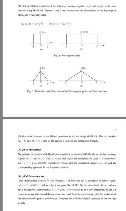 (1) Plot the Hilbert transform of the following | Chegg.com