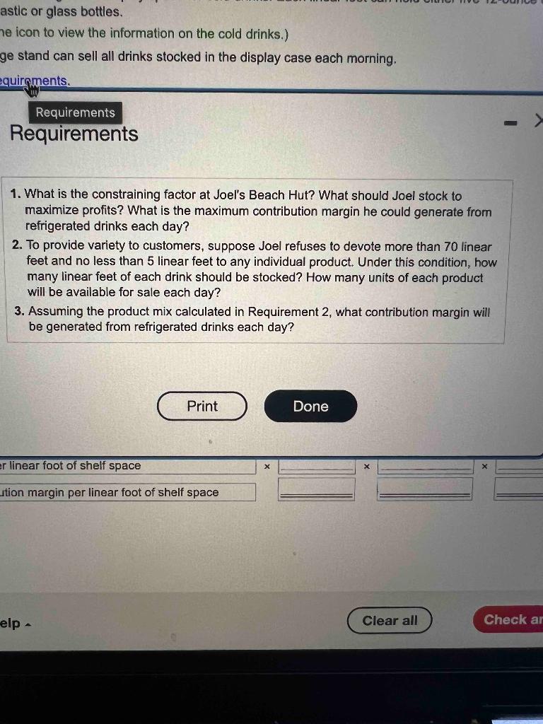 Solved Each morning, Joel Smith stocks the drink case at | Chegg.com