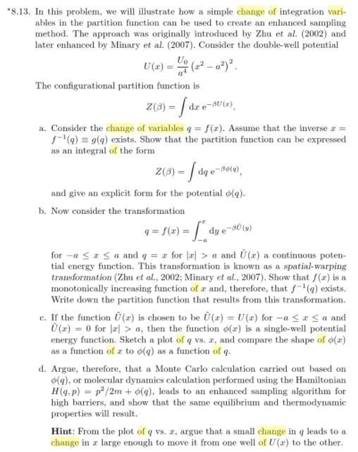 Statistical Mechanics - Problem 8.13 from Tuckerman: | Chegg.com