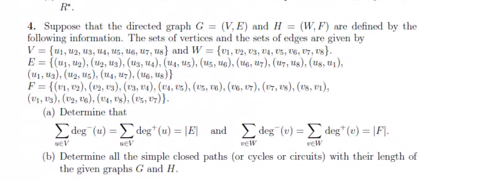 Solved R*. 4. Suppose that the directed graph G = (V, E) and | Chegg.com