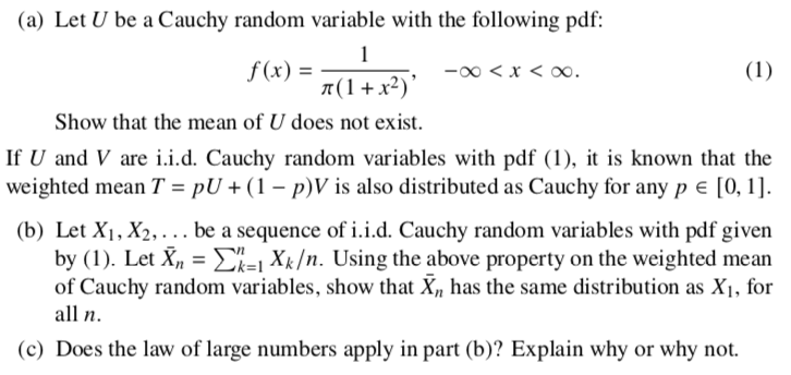 Solved A Let U Be A Cauchy Random Variable With The 