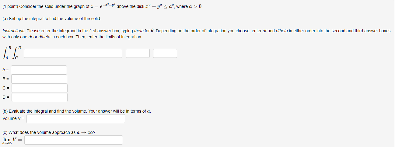Solved (1 point) Consider the solid under the graph of | Chegg.com