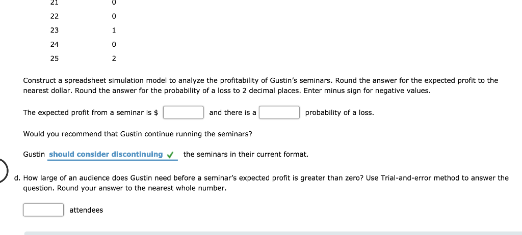 21 0 23 24 25 0 2 Construct a spreadsheet | Chegg.com