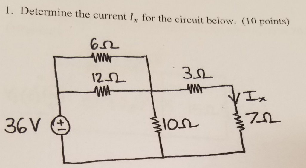 Solved 1. Determine the current Ix for the circuit below. | Chegg.com