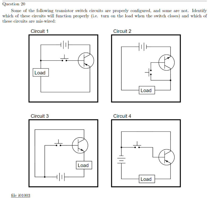 Solved Question 20 Some of the following transistor switch | Chegg.com