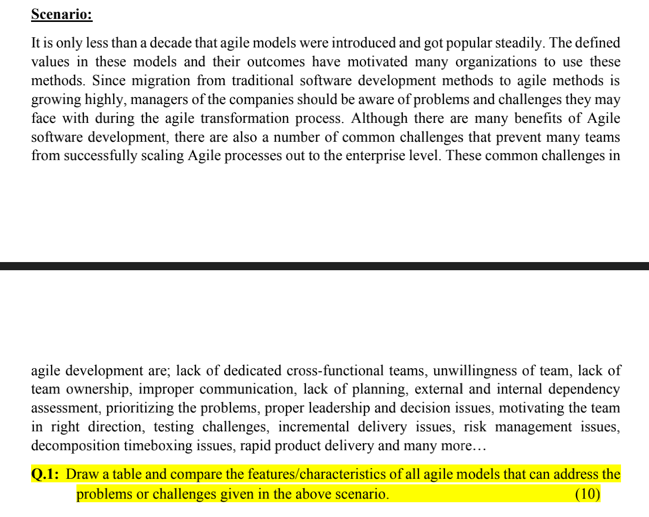 Solved Scenario: It is only less than a decade that agile | Chegg.com