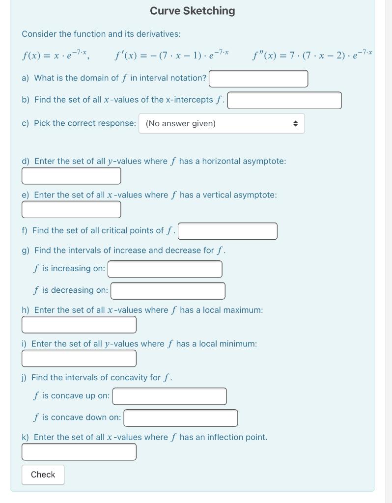 Solved Curve Sketching Consider the function and its | Chegg.com